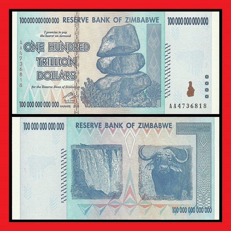 Africa - ZIMBABWE 100 Trillion Dollar Banknote 2008 AA Series ...
